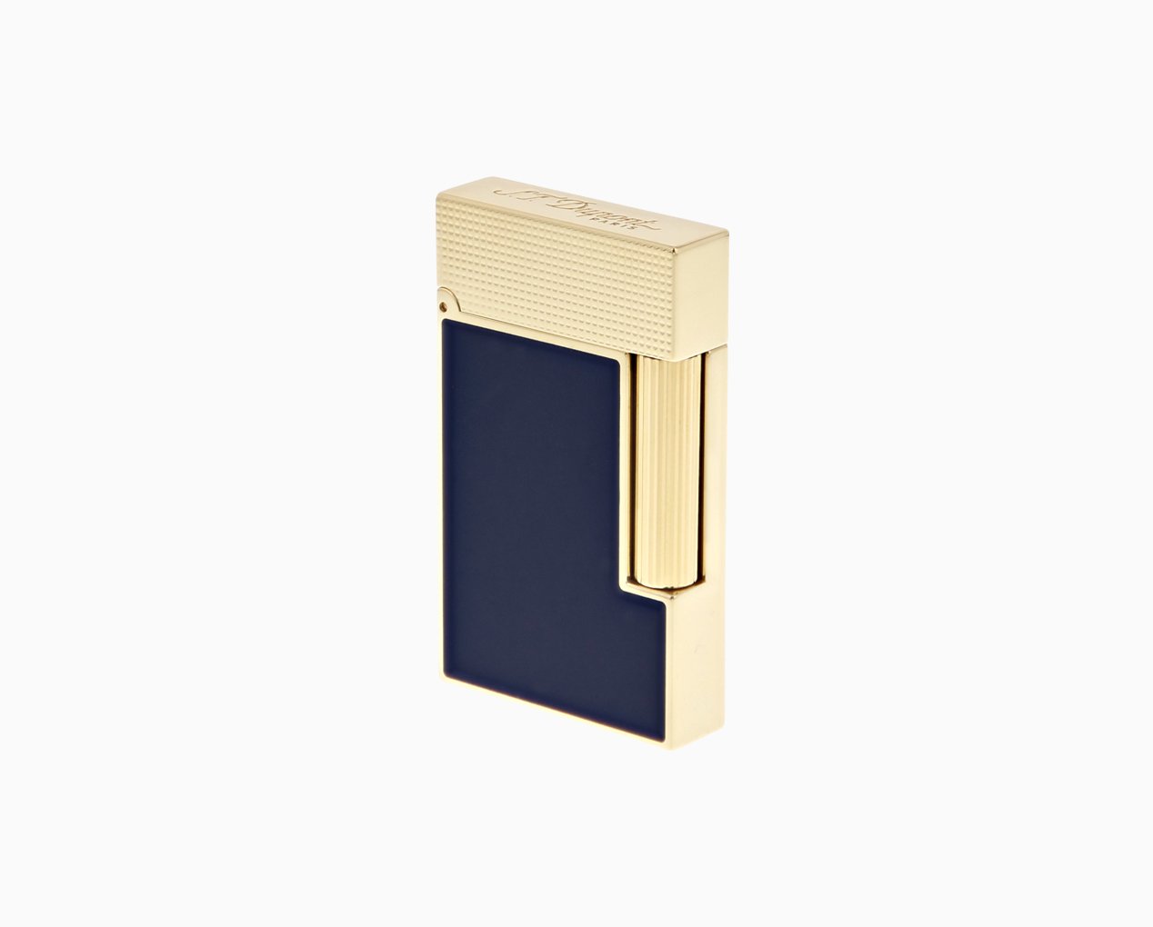 Ligne 2 blue lacquer and yellow gold lighter - Luxury Lighter | S.T. Dupont